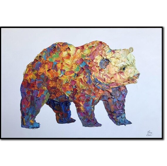 Pintura Abstracta De Oso Pintar Por Numeros Oso Abstracto Colorido
