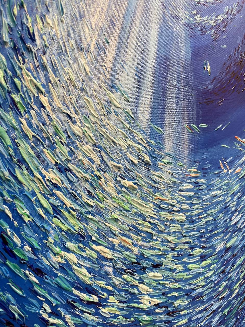 Abstract Fish Painting on Canvas Original Marine Artwork Blue - Etsy