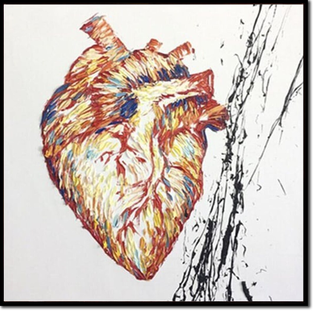 Abstract Heart Paintings on Canvas Original Realistic Wall Art Impasto ...