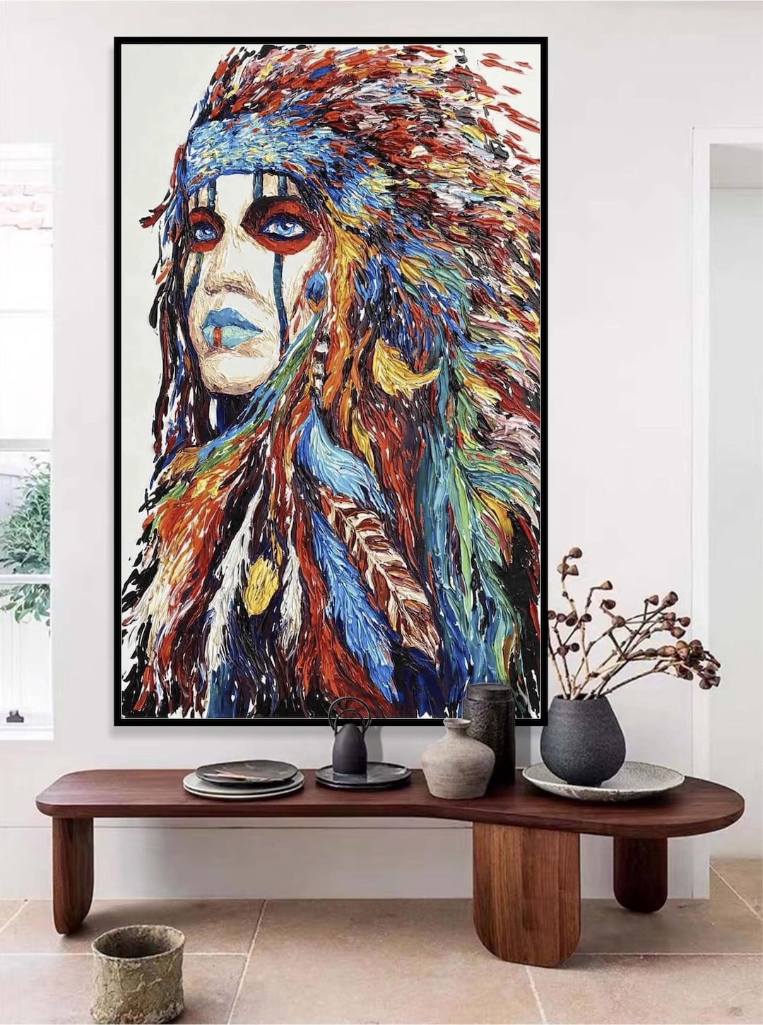 Native Woman Painting – Bold Abstract Tribal Wall Art - Etsy