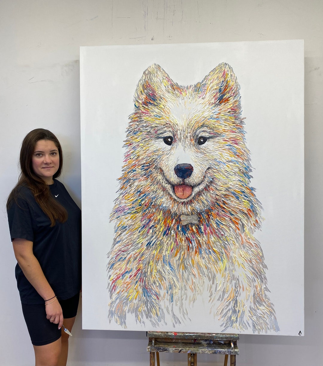 Large Abstract Dog Paintings on Canvas, Animal Impasto Oil Painting ...