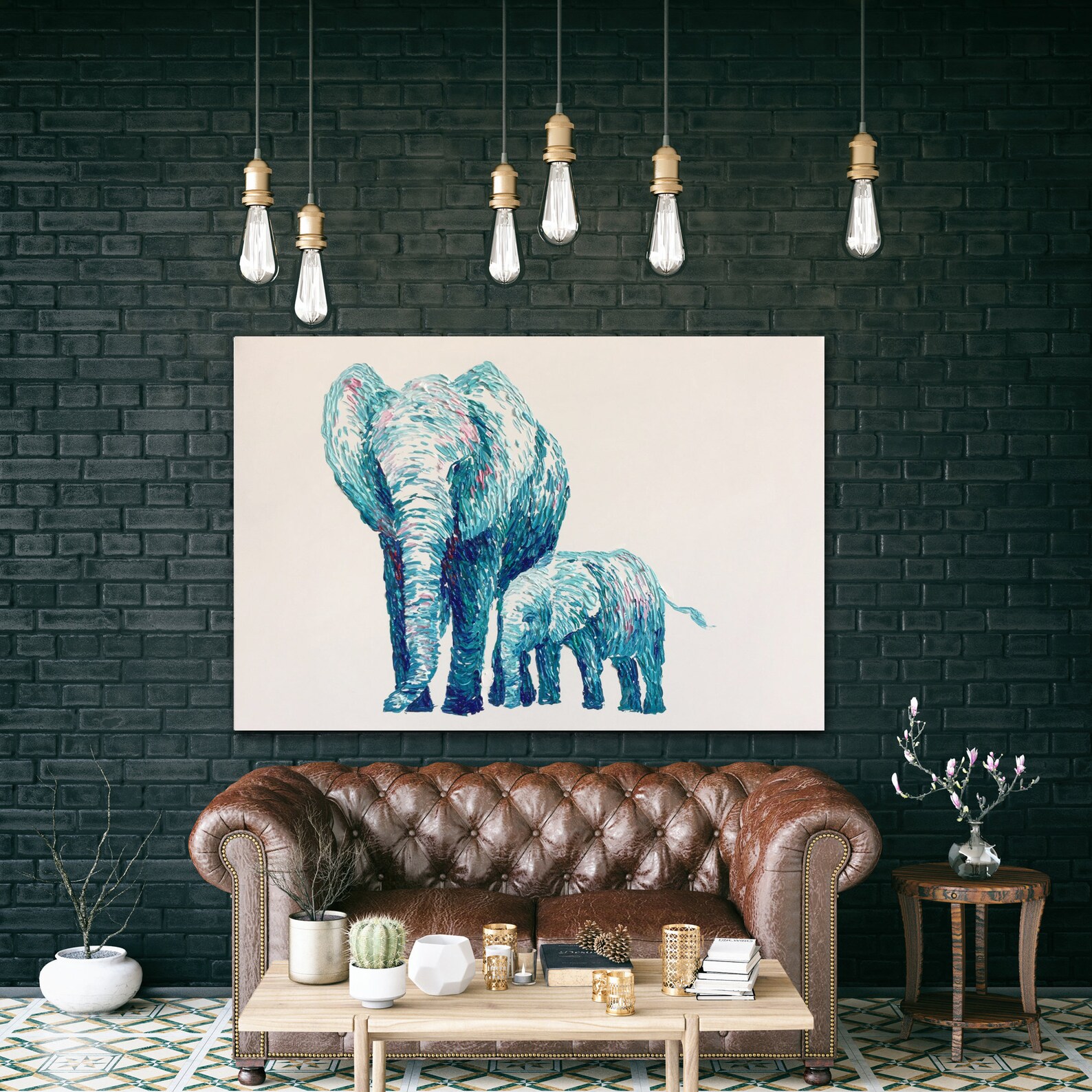 Extra Large Abstract Elephant Family Paintings on Canvas - Etsy