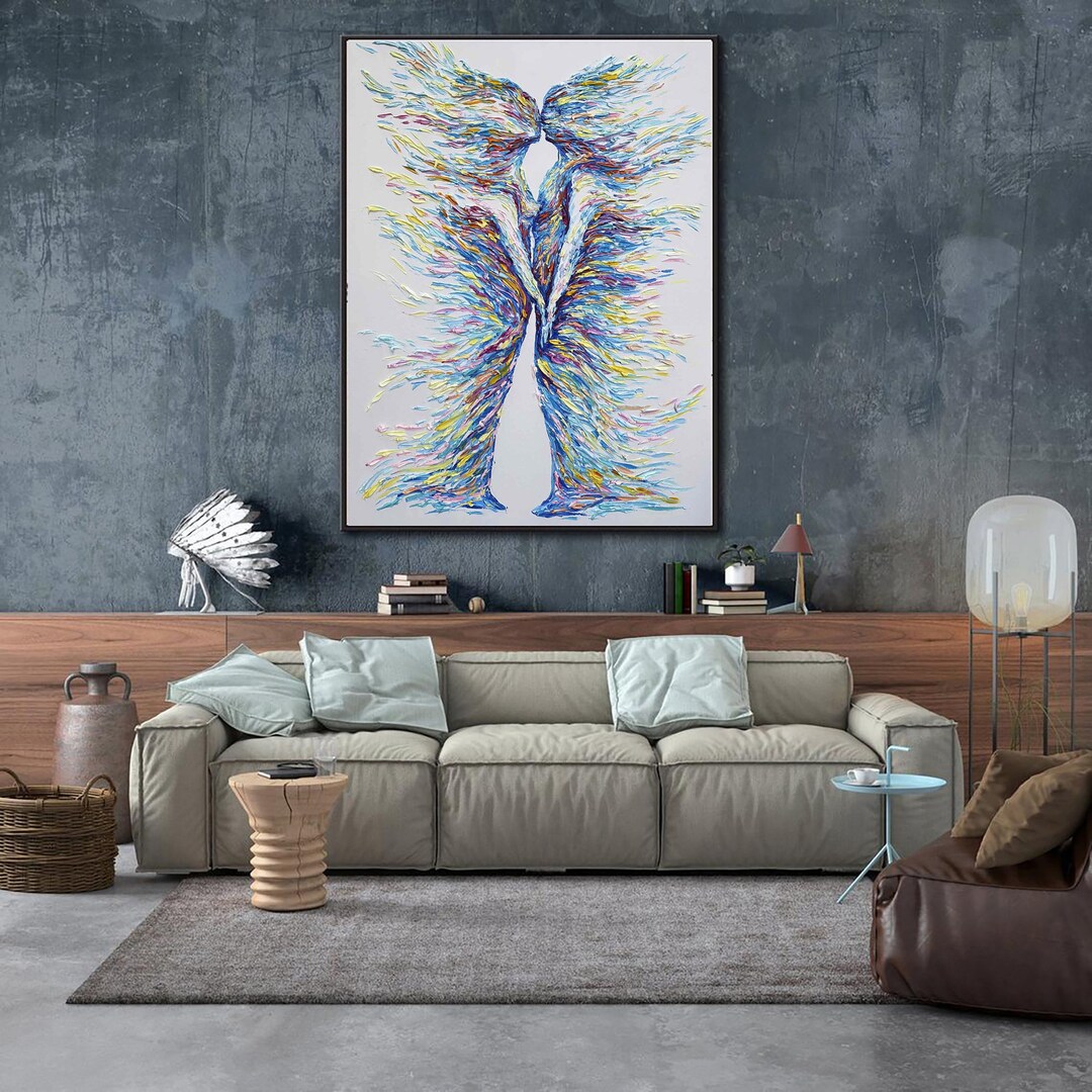 Abstract Couple Kissing Oil Painting: Colorful Impasto Canvas Art - Etsy