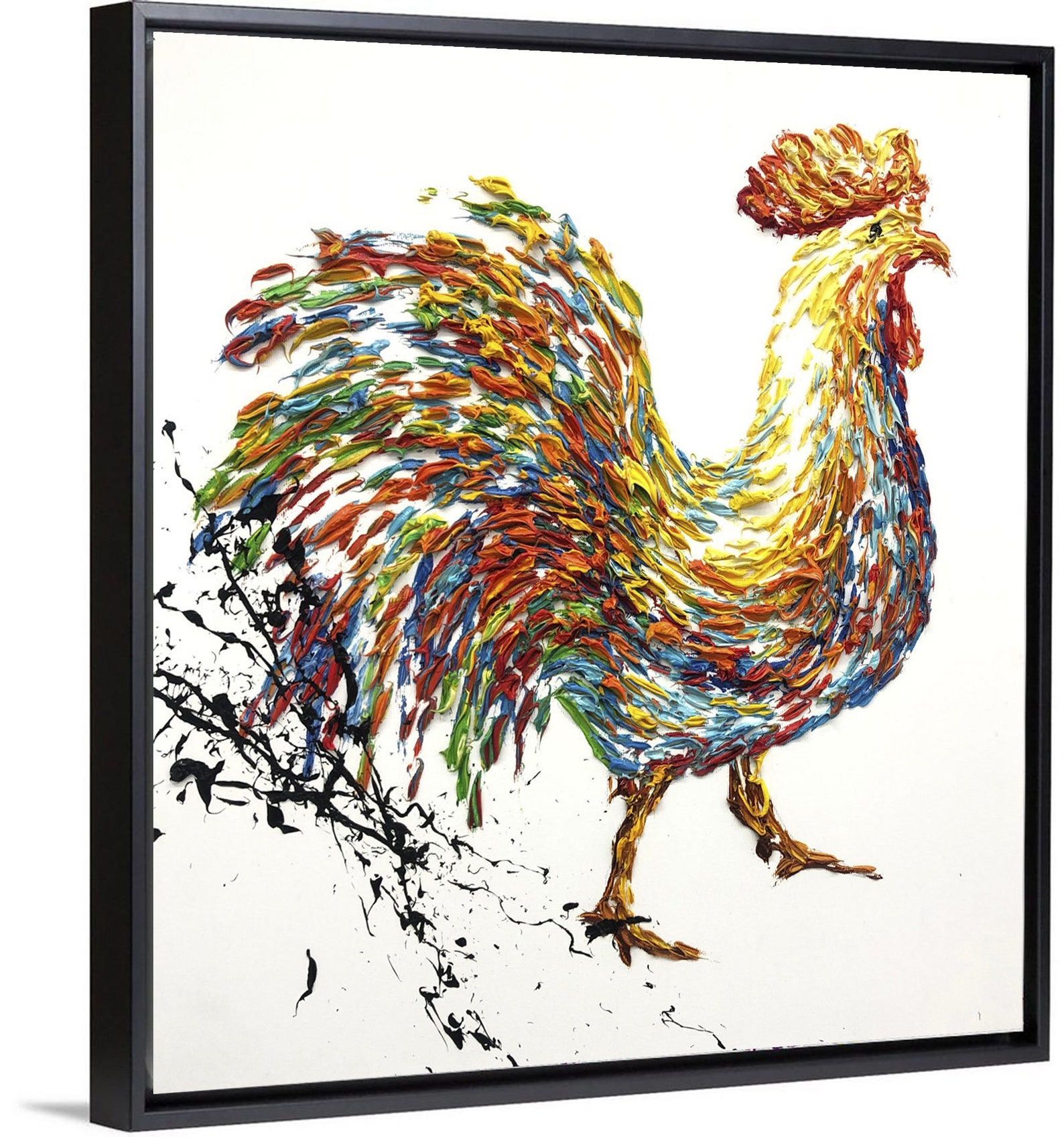 Rooster Art Abstract Oil Paintings on Canvas Bird Textured - Etsy