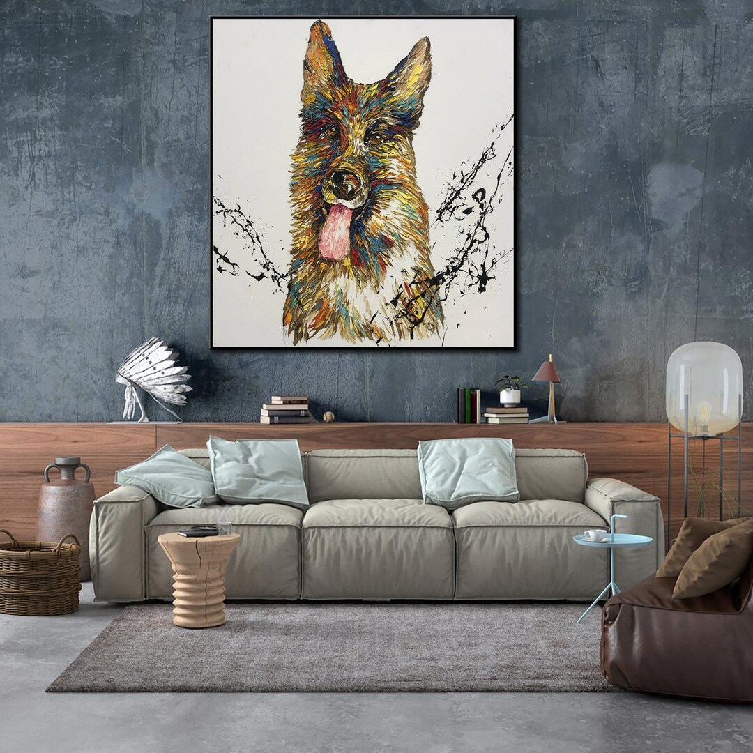 Extra Large Original Abstract German Shepherd Paintings on Canvas ...