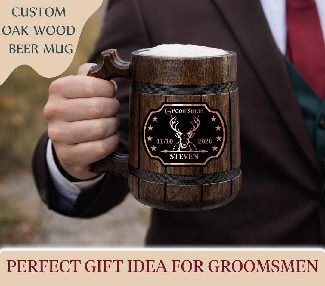 Personalized Groomsman Beer Mug, Wedding Tankard, Custom Engraved Gift ...
