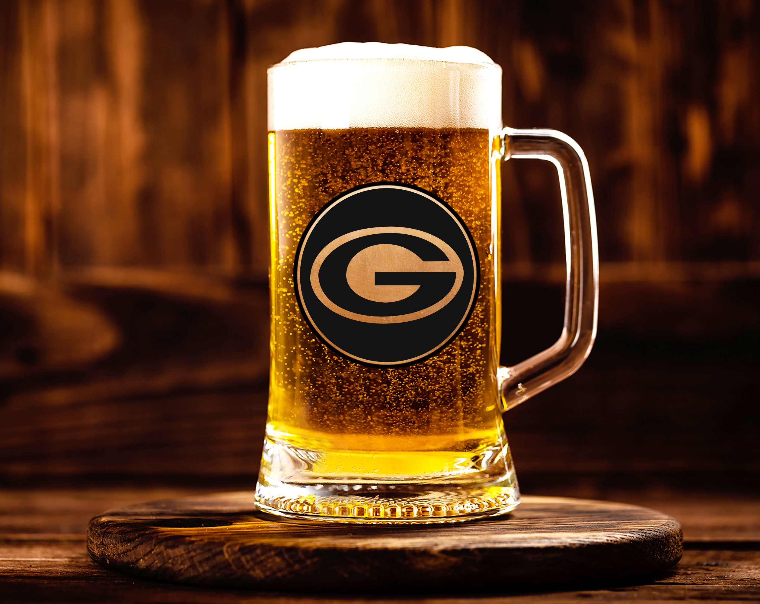 Green Bay Packers Beer Mug Stein Glass Personalized Gift for | Etsy
