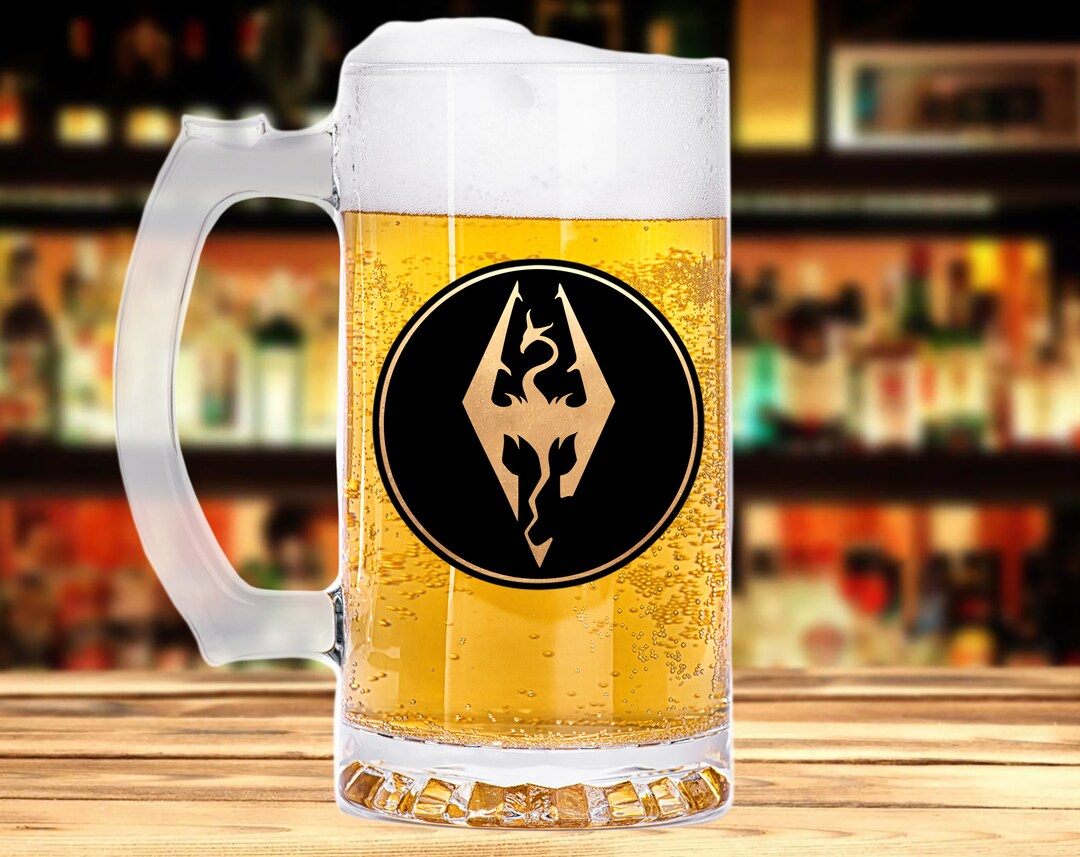 Skyrim Mug, the Elder Scrolls Beer Mug Glass Personalized Gamer Gift ...