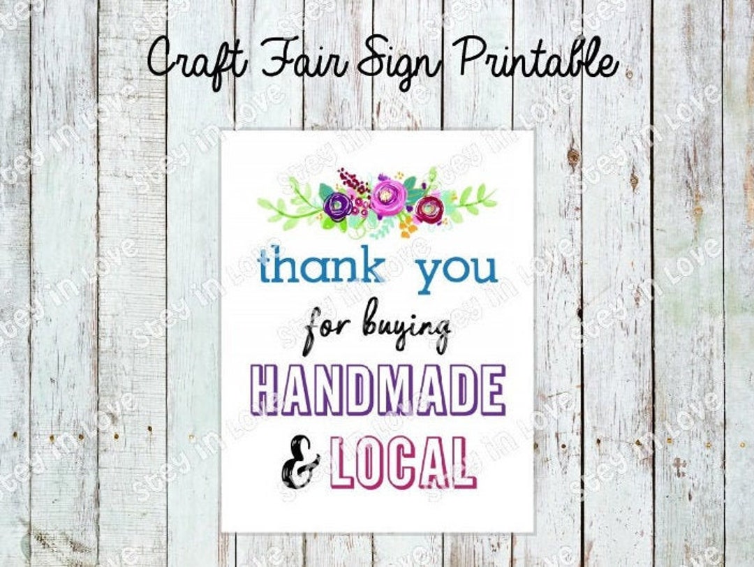 Craft Fair Sign Handmade and Local PDF Printable - Etsy