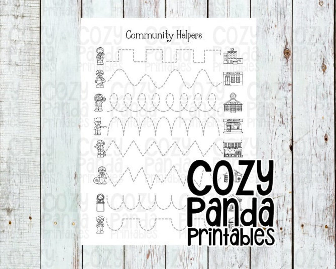 Line Tracing Practice Worksheet, Community Helpers PDF Printable ...