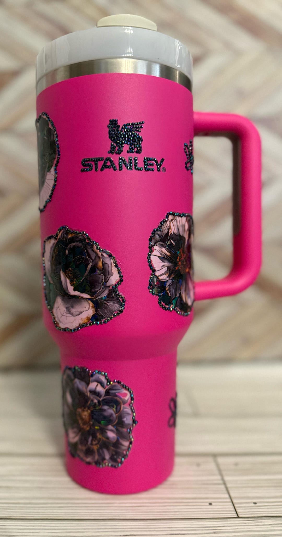 Pink Stanley Rhinestone Christmas Tumbler Stanley Floral Stanley 40oz ...