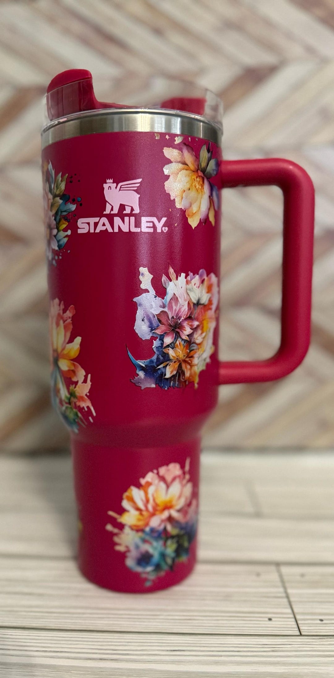 Pink Stanley Christmas Tumbler Custom Stanley Floral Stanley 40oz ...