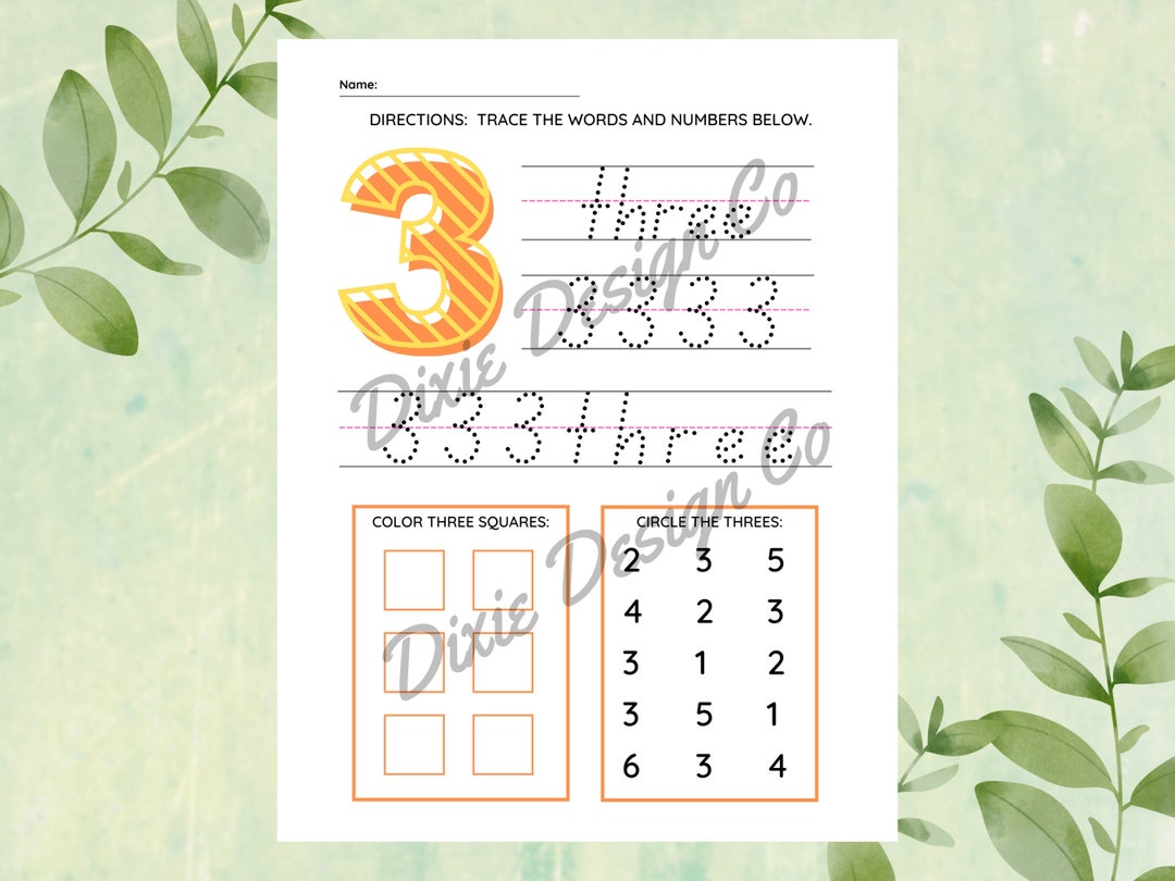 Numbers Handwriting Worksheet - Etsy