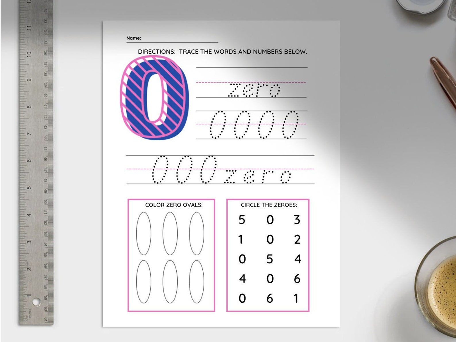 Numbers Handwriting Worksheet - Etsy