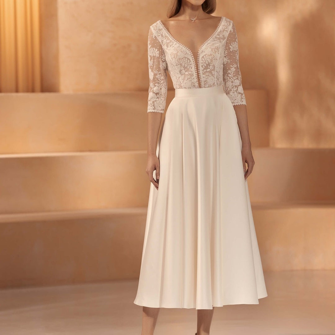 Conjunto Body Falda De Novia Elegante, Espectacular Set De Dos Piezas ...