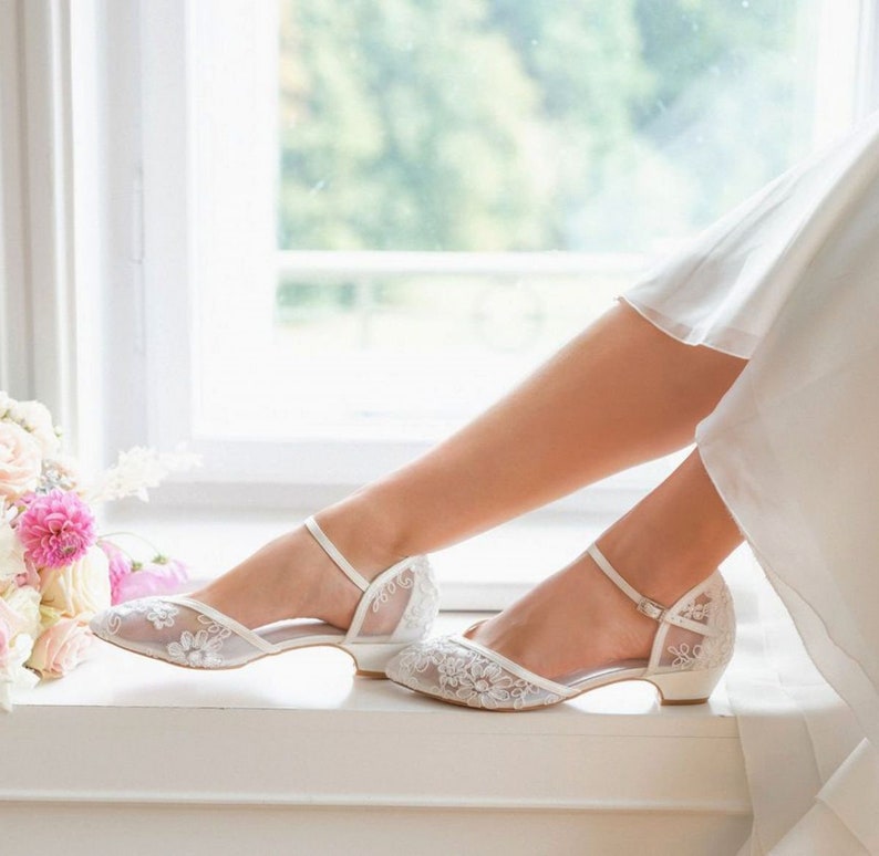 Low-heeled Bridal Shoes Flat Wedding Shoes Low-heeled Bridal - Etsy