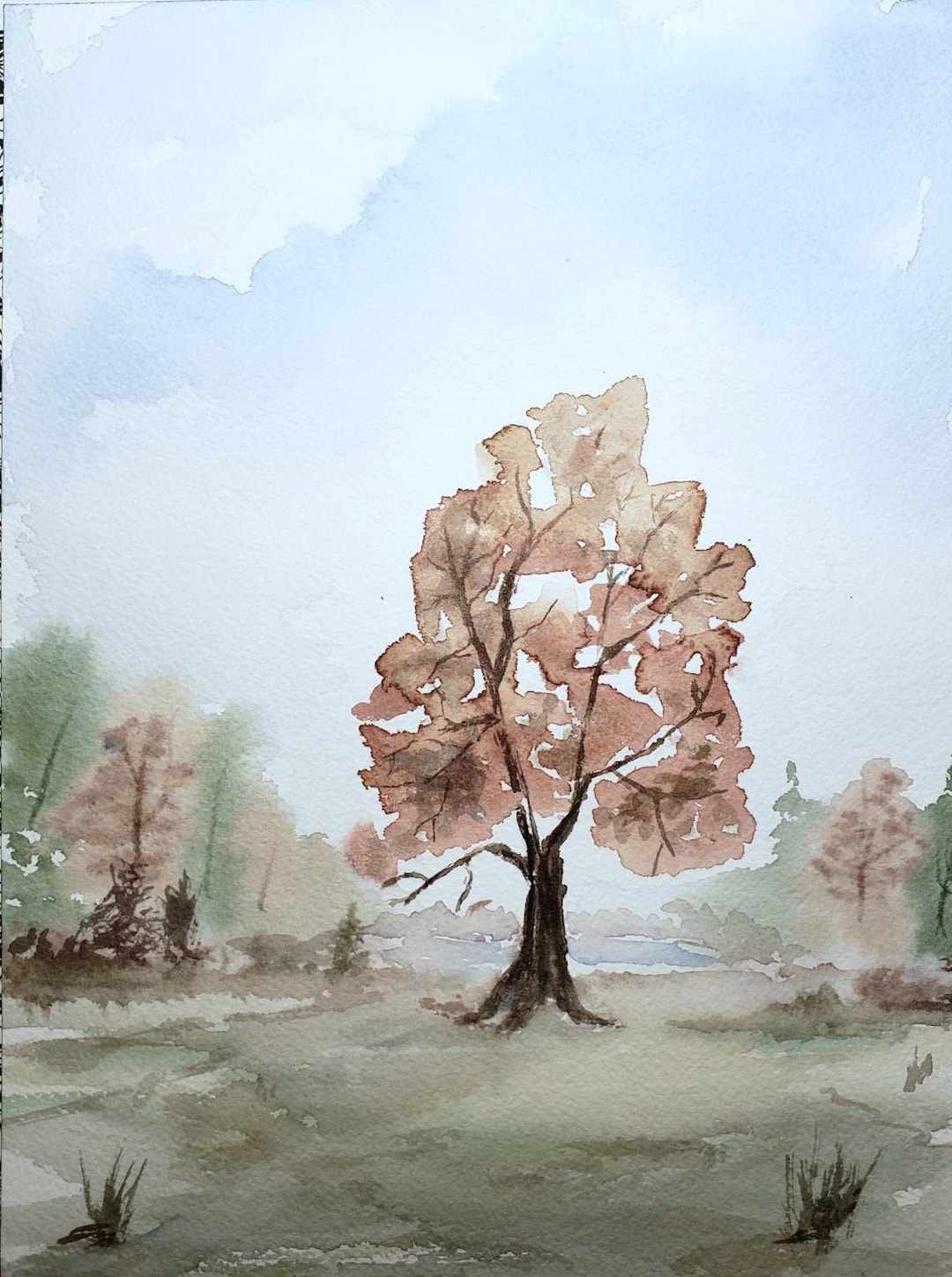Timber! 2 Originial Watercolor Painting of an Oak Tree, Happy Little ...