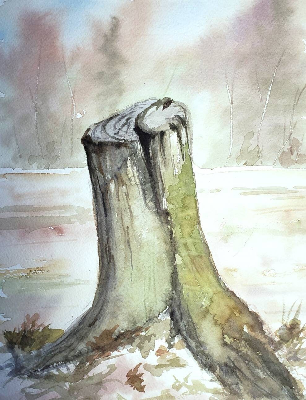 Watercolor Tree Trunk