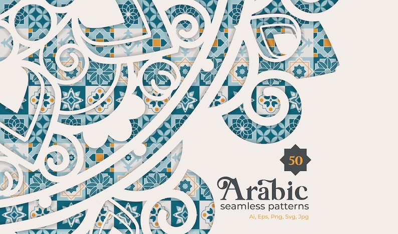 Arabic Digital Paper & Seamless Patterns Gold Arab Tile PNG Islamic ...