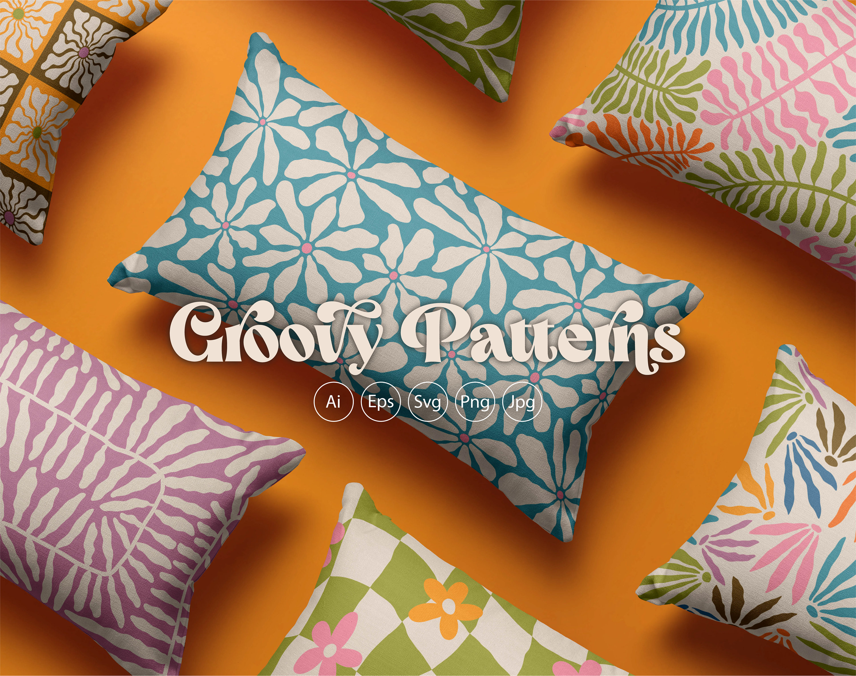 50 Groovy Flower Digital Papers, Retro Seamless Pattern,70s 60s Vintage ...