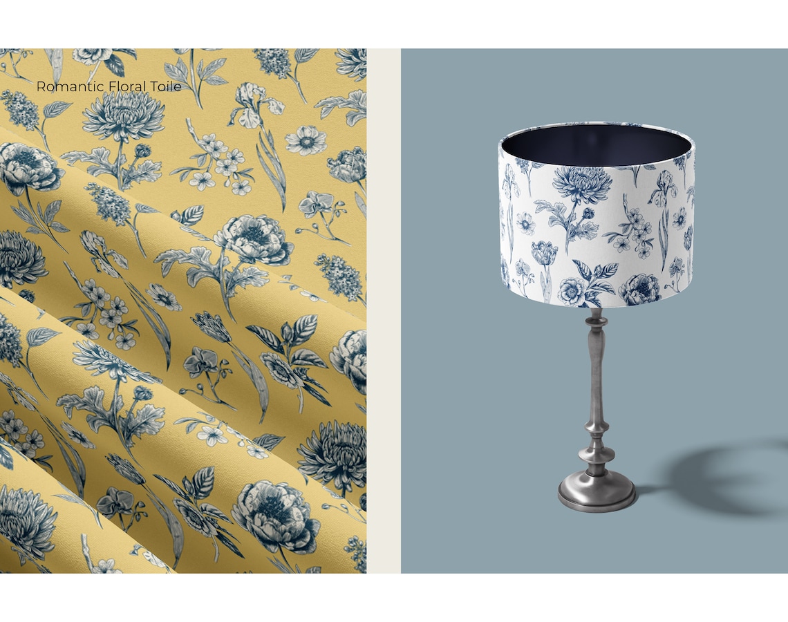 Toile De Jouy Seamless Pattern, Chinoiserie Digital Paper, Blue Floral ...