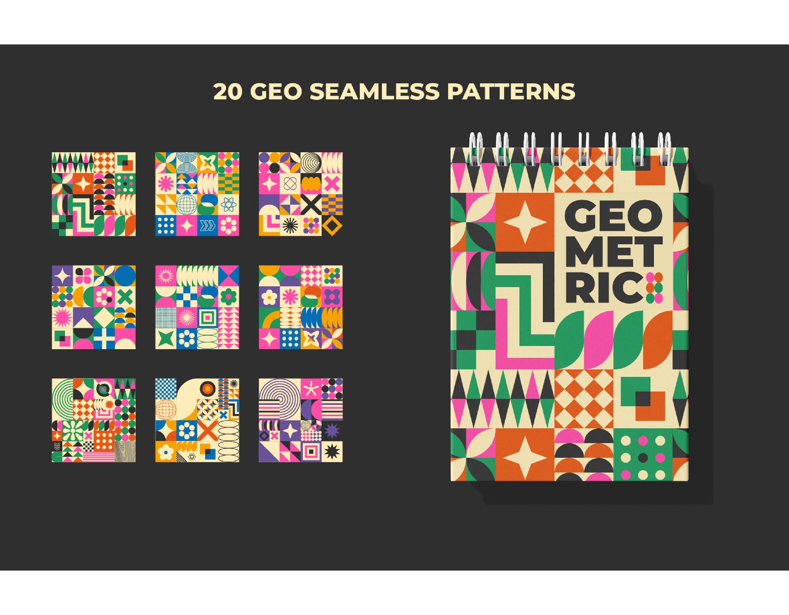 Geometric Digital Paper Svg, Neo Geo Scrapbook Paper Jpg, Vibrant ...