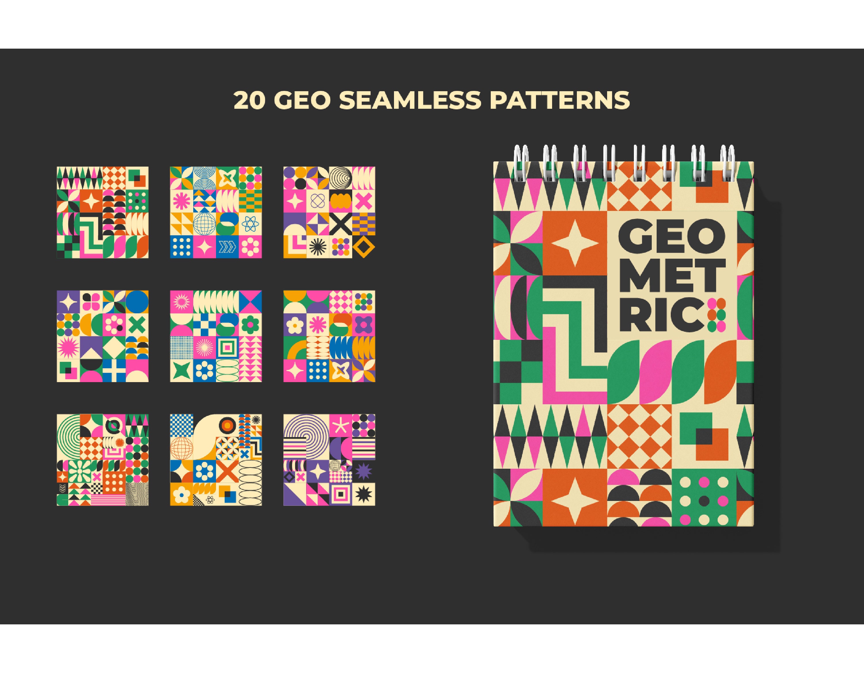 Geometric Digital Paper Svg, Neo Geo Scrapbook Paper Jpg, Vibrant ...