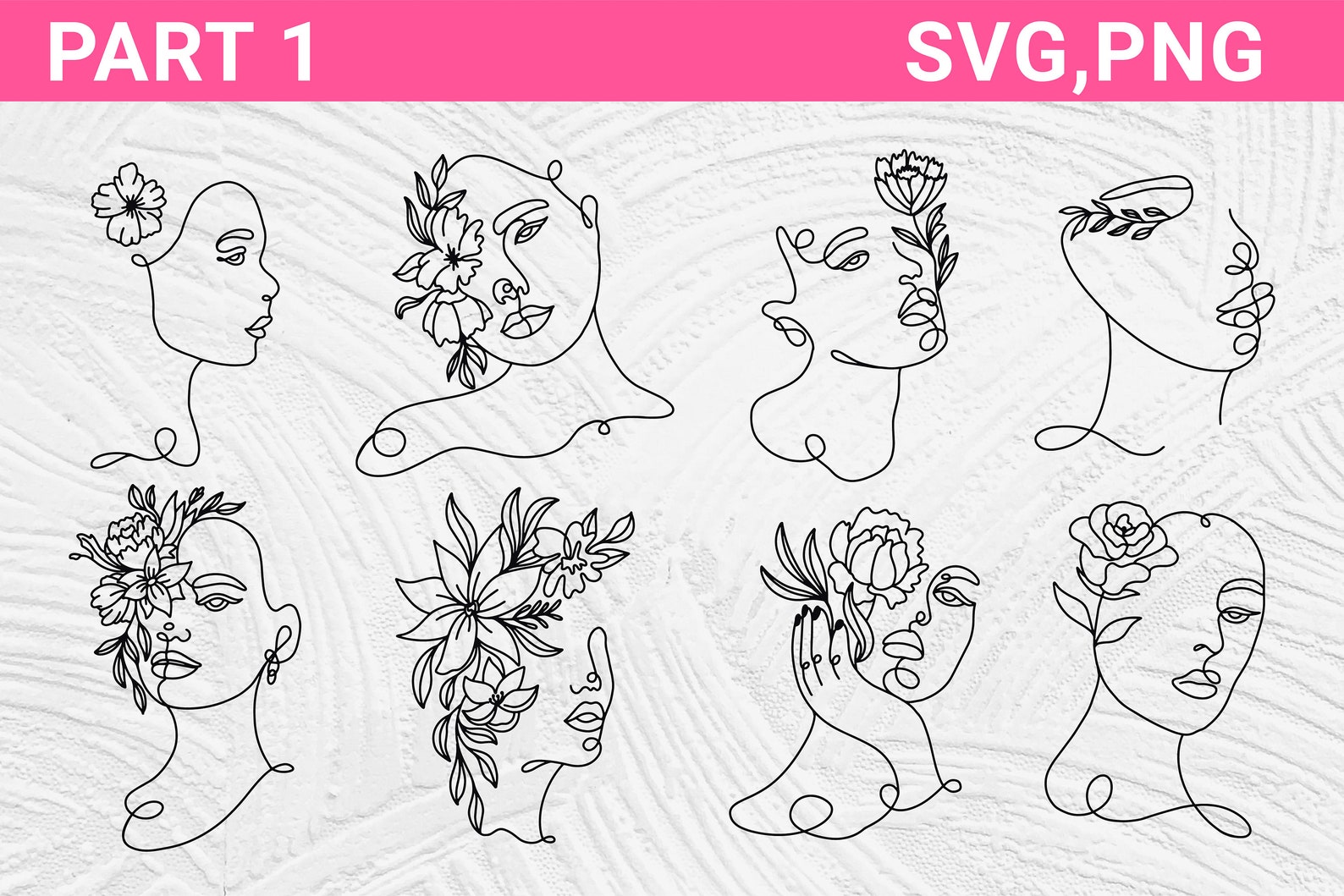 Woman Svg Bundle, Line Art Svg, Female Svg, Silhoueette Svg, Floral Svg ...