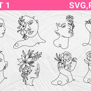 Woman Svg Bundle, Line Art Svg, Female Svg, Silhoueette Svg, Floral Svg ...