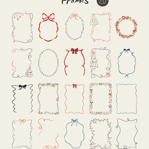 Christmas Clipart | Whimsical Christmas Bow Frames & Festive Borders ...