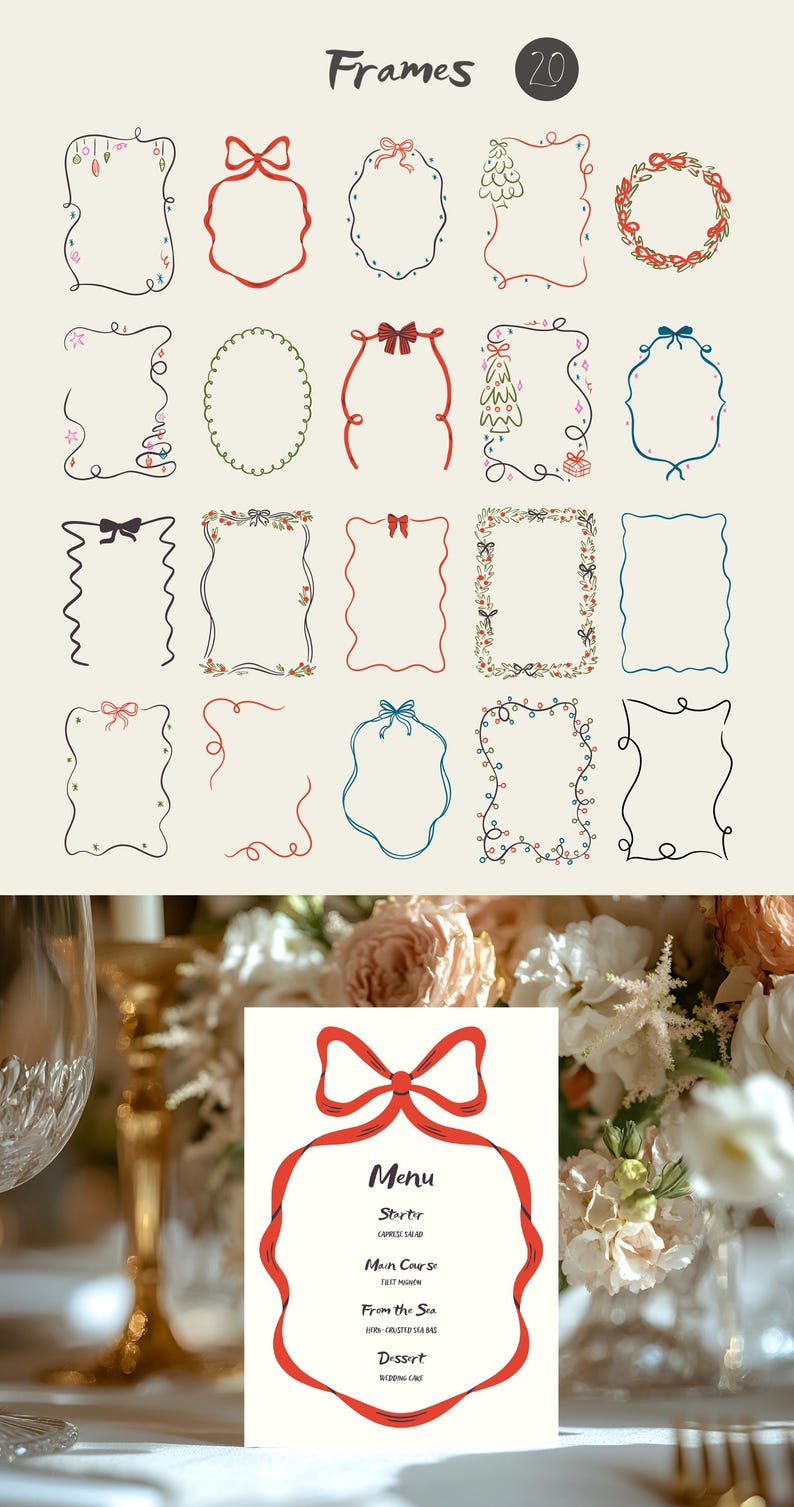 Christmas Clipart & Whimsical Borders | Festive Holiday SVG and PNG ...