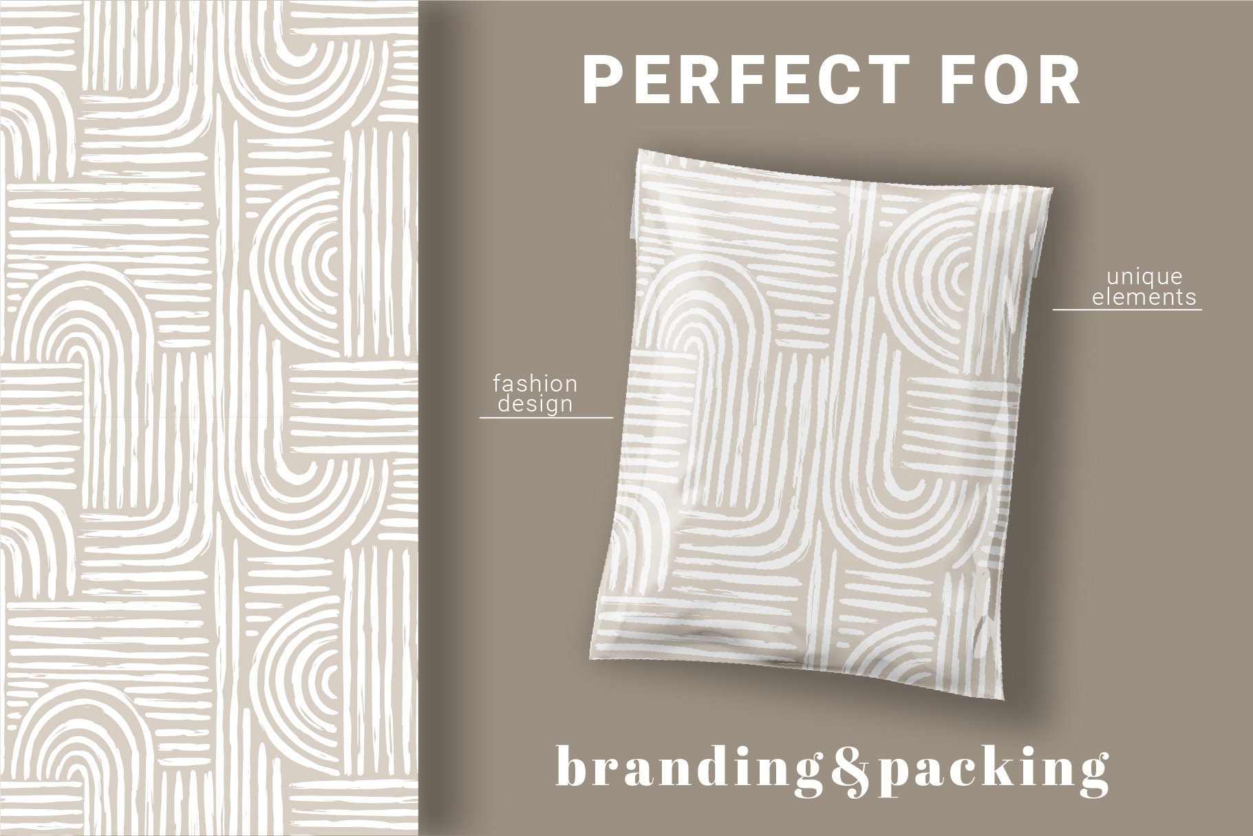 Digital Paper Bundle, Abstract Seamless Patterns Boho Organic Shapes ...