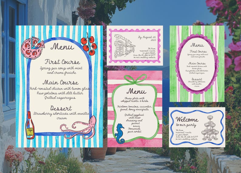 Watercolor Summer Frames With Bow & Ribbon Clipart | Whimsical Wavy ...
