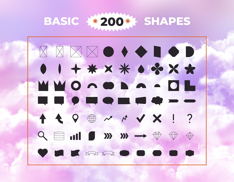200 Basic Geometry Shapes Svg, Simple Bundle Cricut Elements Png, Set ...