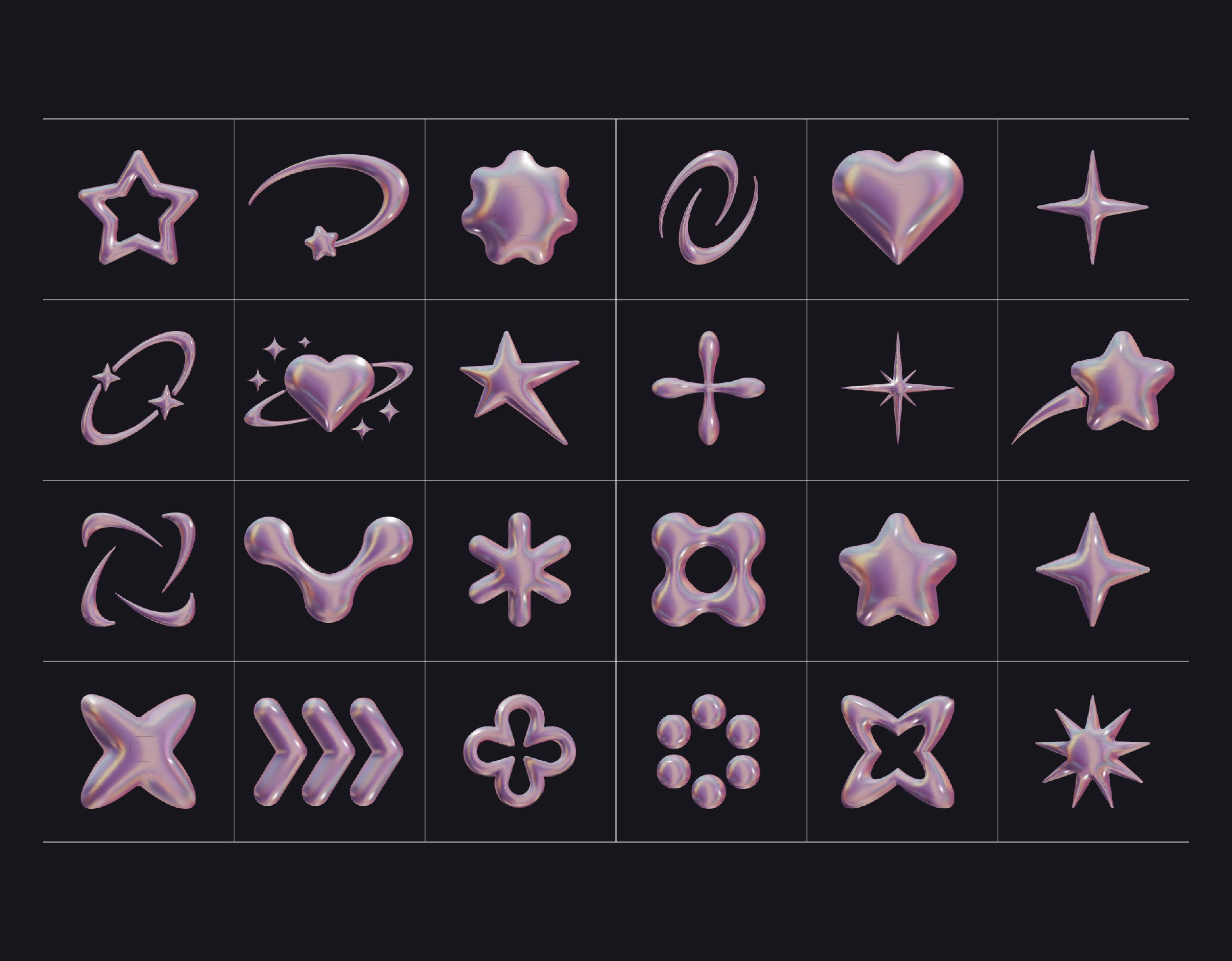 3D Y2k Shapes Digital Prints, Retro Clipart Png, Holographic Heart and ...