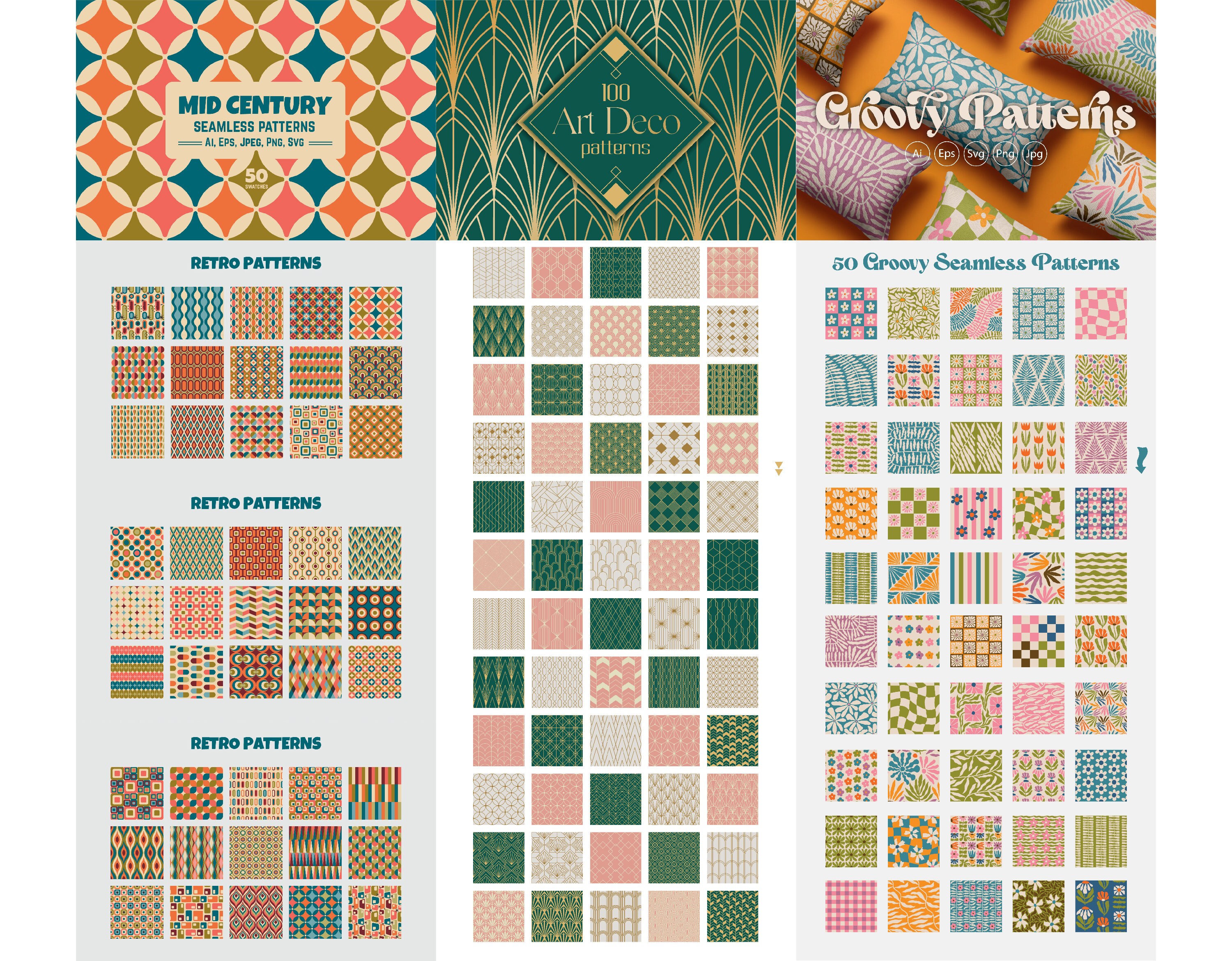 Seamless Patterns MEGA Bundle: Abstract, Floral, Boho (digital Paper ...