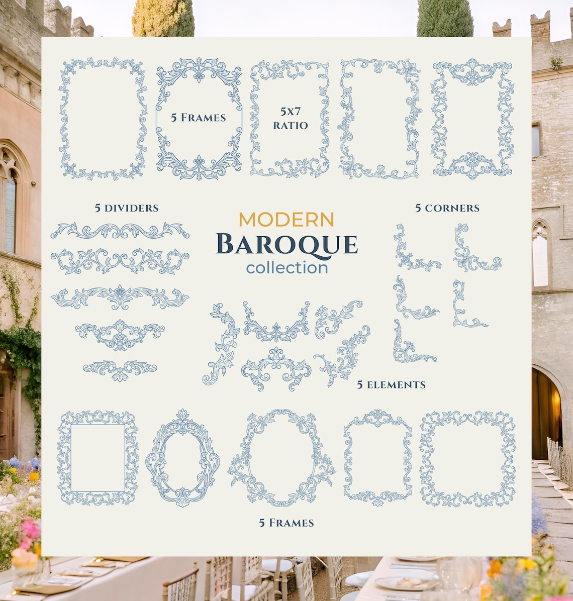Baroque Frames & Corners, Dividers SVG Bundle | Vintage Rococo Clipart ...