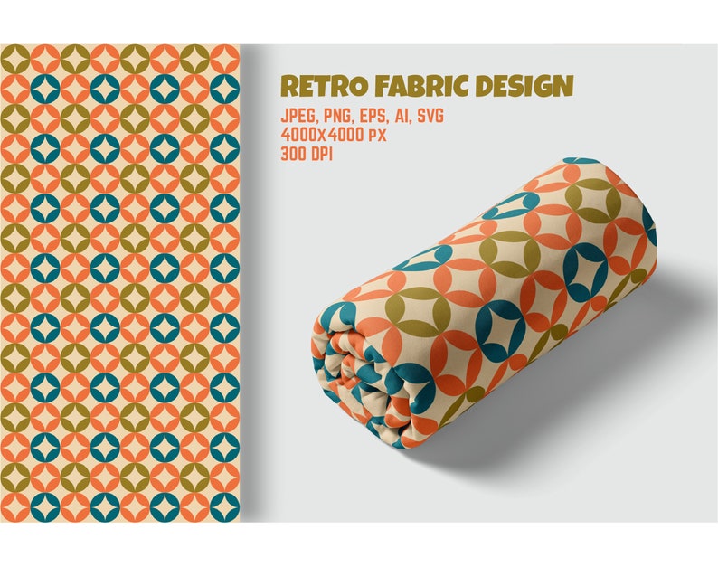 Mid Century Digital Papers, Retro Seamless Pattern, 50s 60s Vintage ...