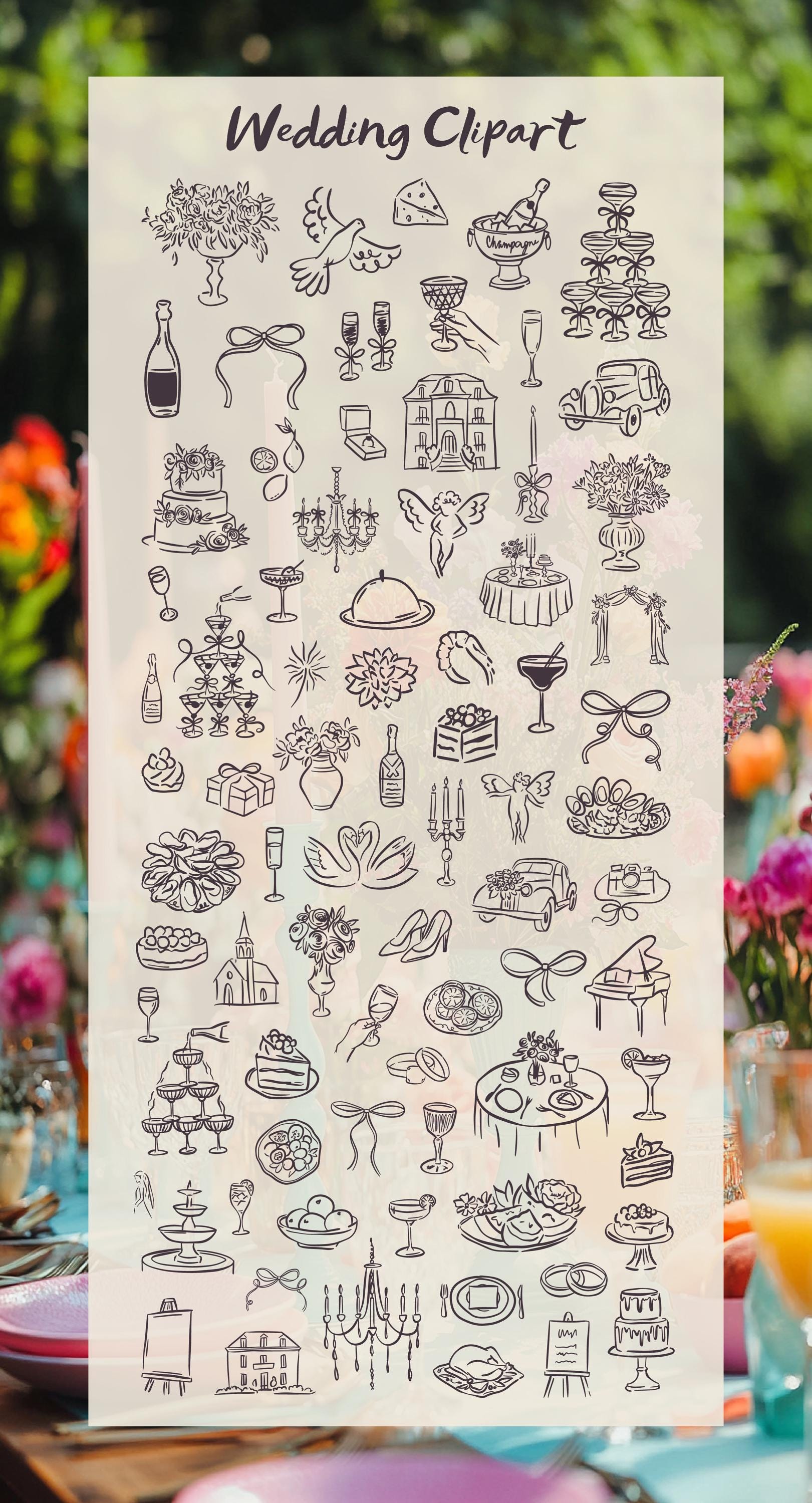 Wedding Clipart | Hand-drawn Italian SVG & PNG | Champagne Tower ...