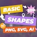 200 Basic Geometry Shapes Svg, Simple Bundle Cricut Elements Png, Set ...