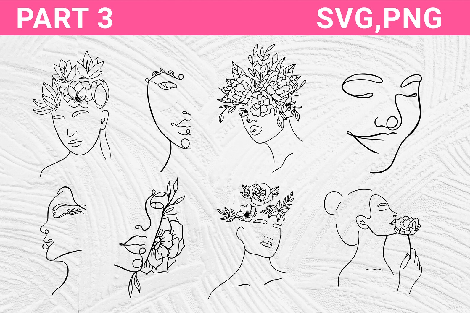 Woman Svg Bundle, Line Art Svg, Female Svg, Silhoueette Svg, Floral Svg ...