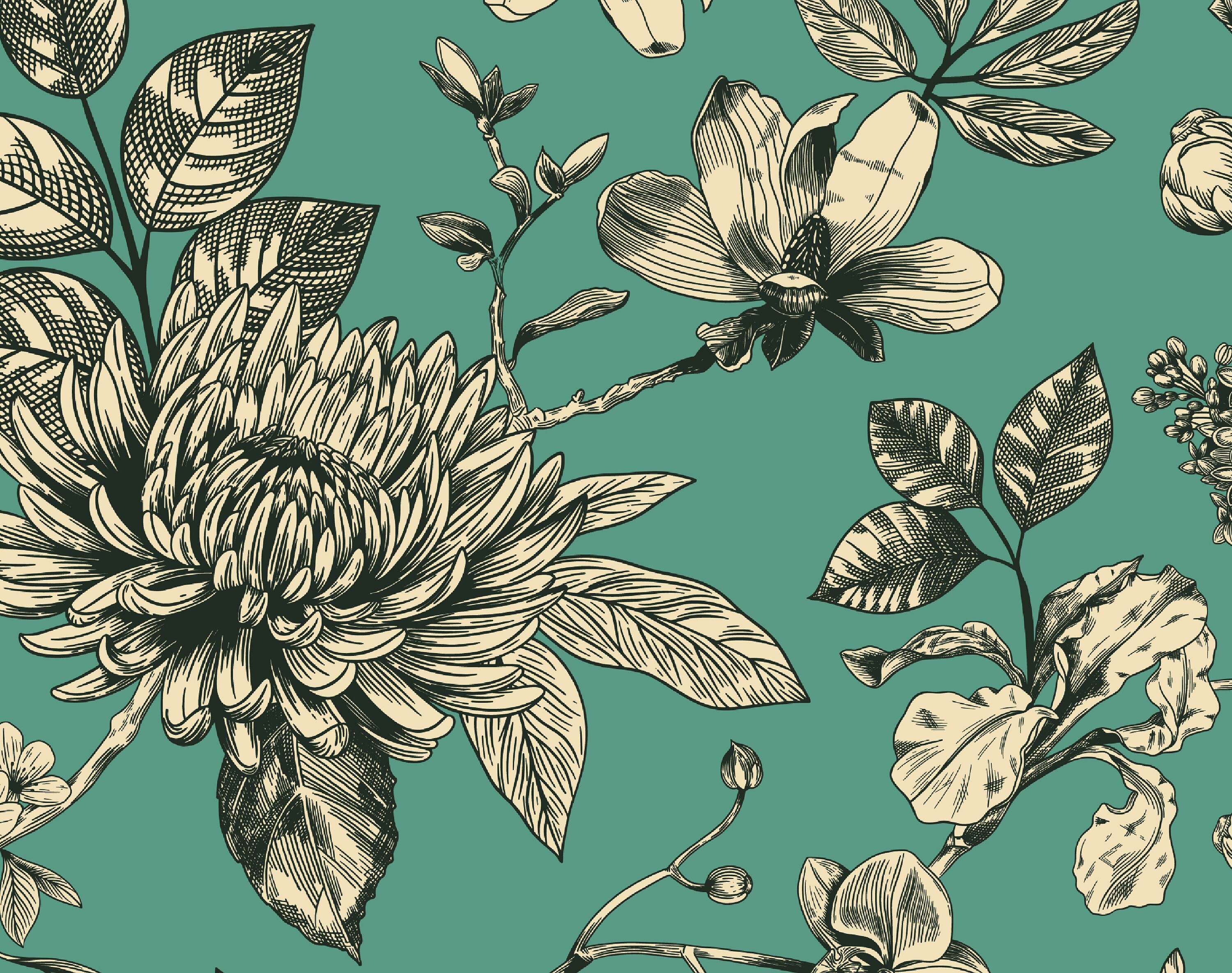 Toile De Jouy Seamless Pattern, Chinoiserie Digital Paper, Blue Floral ...