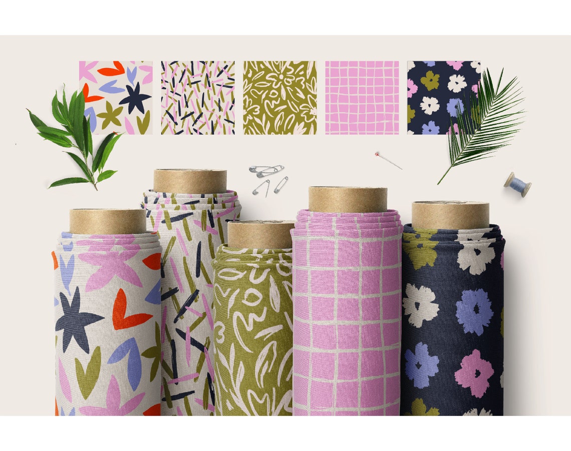 20 Flower and Spots Digital Papers, Vibrant Seamless Pattern, Hand Draw ...