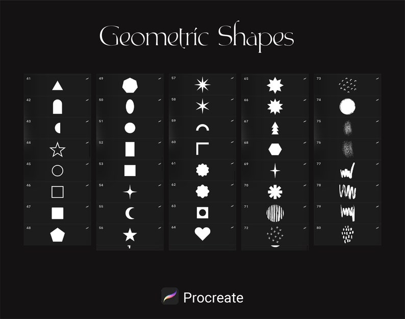 100 Procreate Geometric Simple Stamps Shape Brushes Abstract - Etsy