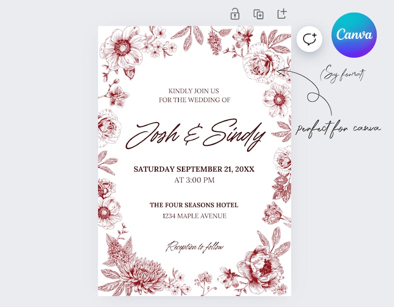 Wedding Floral Frame & Elegant Border | Gold and Blue Toile De Jouy and ...