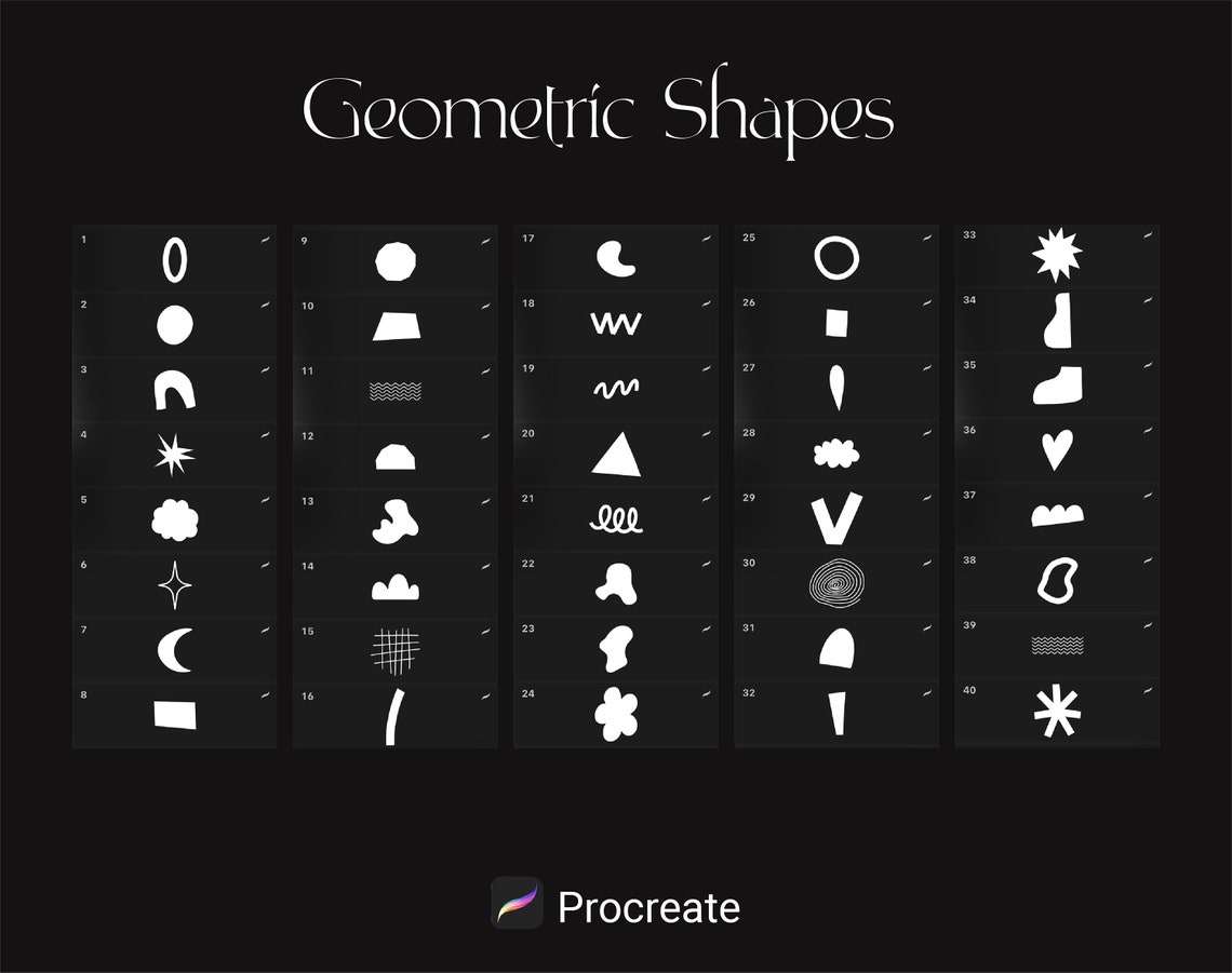 100 Procreate Geometric Simple Stamps Shape Brushes Abstract - Etsy