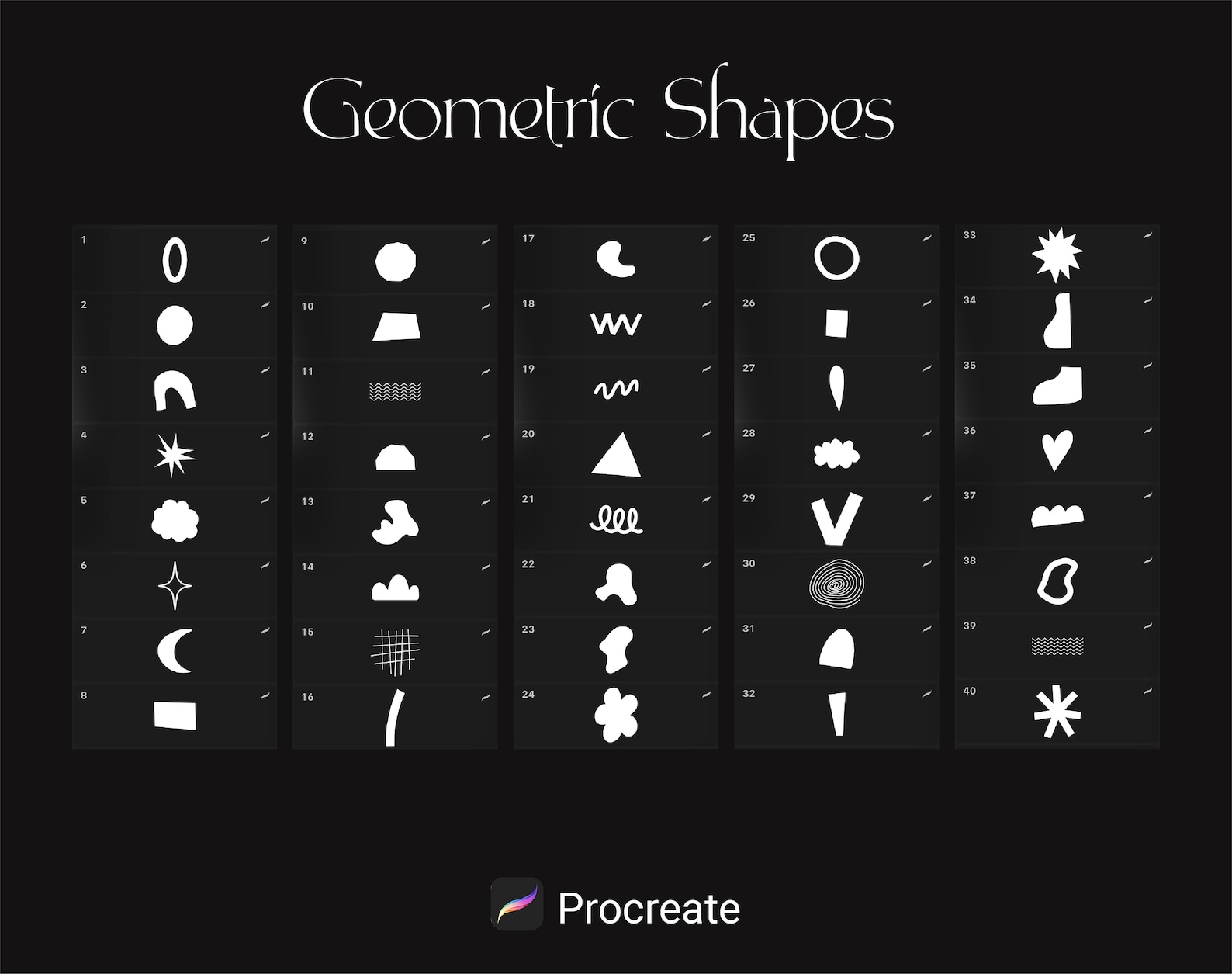 100 Procreate Geometric Simple Stamps Shape Brushes Abstract - Etsy