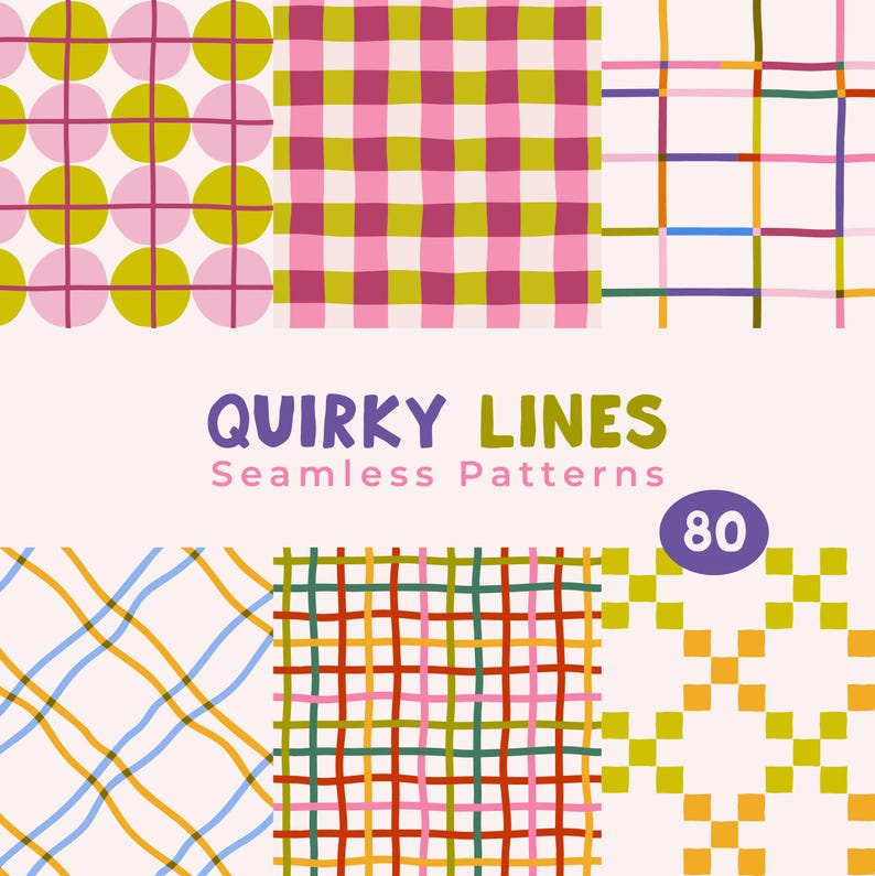 Quirky Geometric Seamless Pattern | Cute Wavy Lines, Hand-drawn Shapes ...