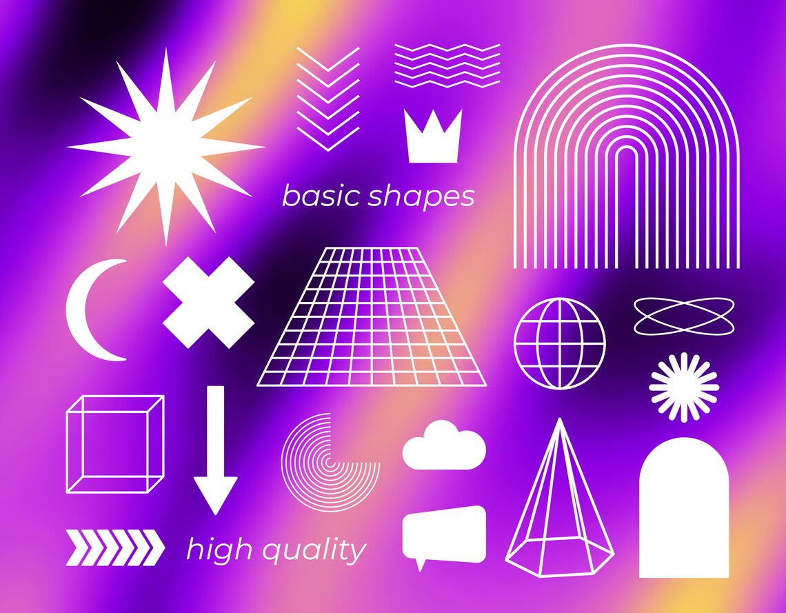 200 einfache Geometrieformen svg, einfaches Bundle Cricut-Elemente Png ...