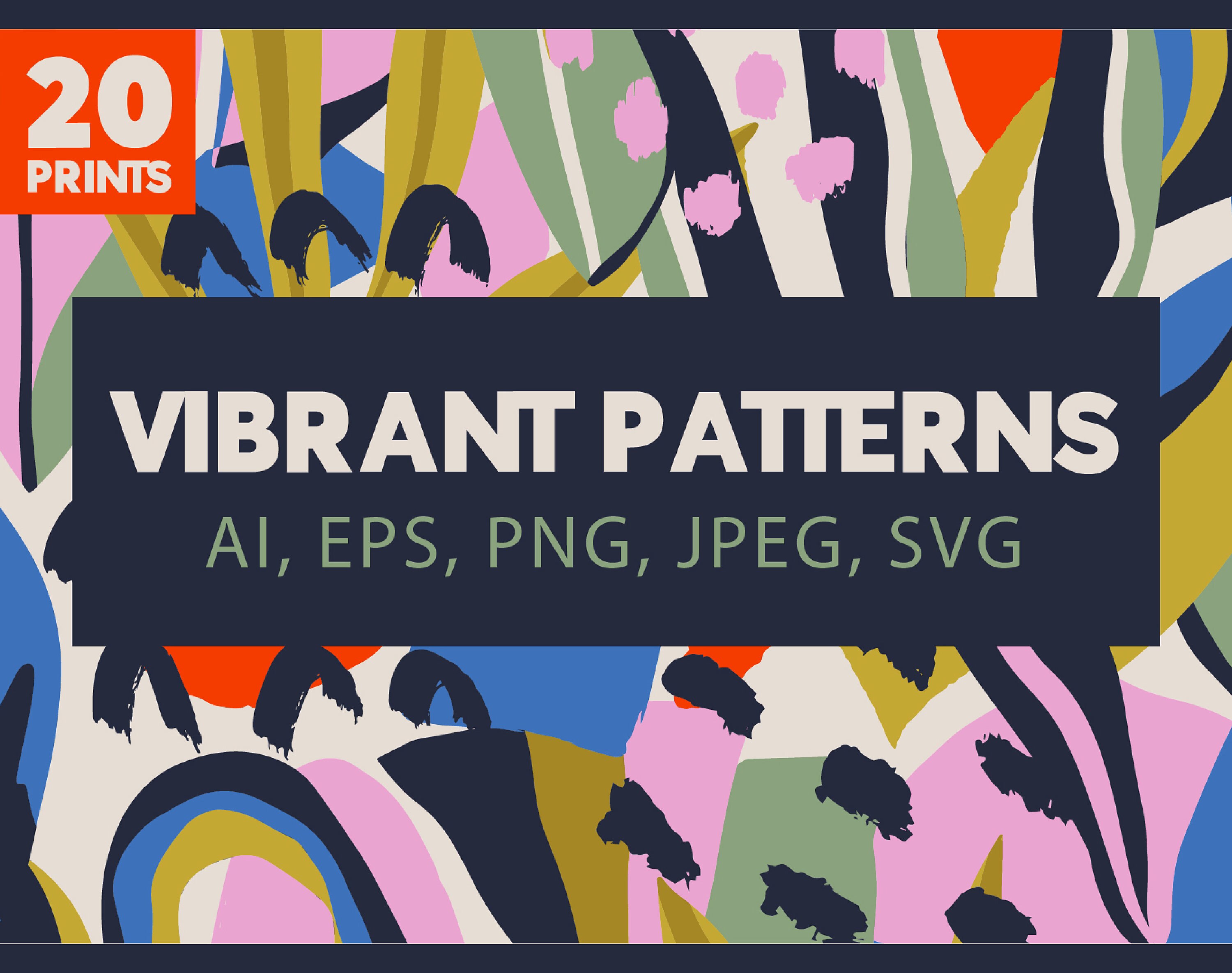 20 Abstract Vibrant Digital Papers, Bright Seamless Pattern, Hand Draw ...